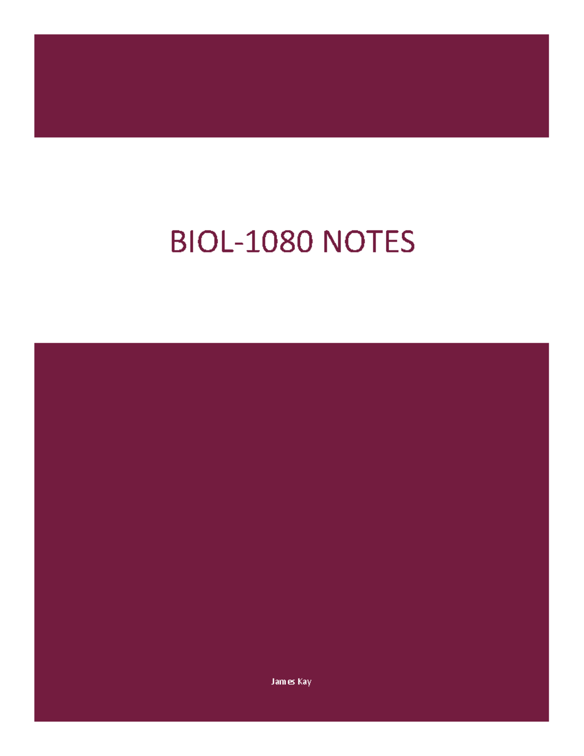 BIOL-1080- Notes - James Kay BIOL-1080 NOTES TABLE OF CONTENTS: IMMUNE ...
