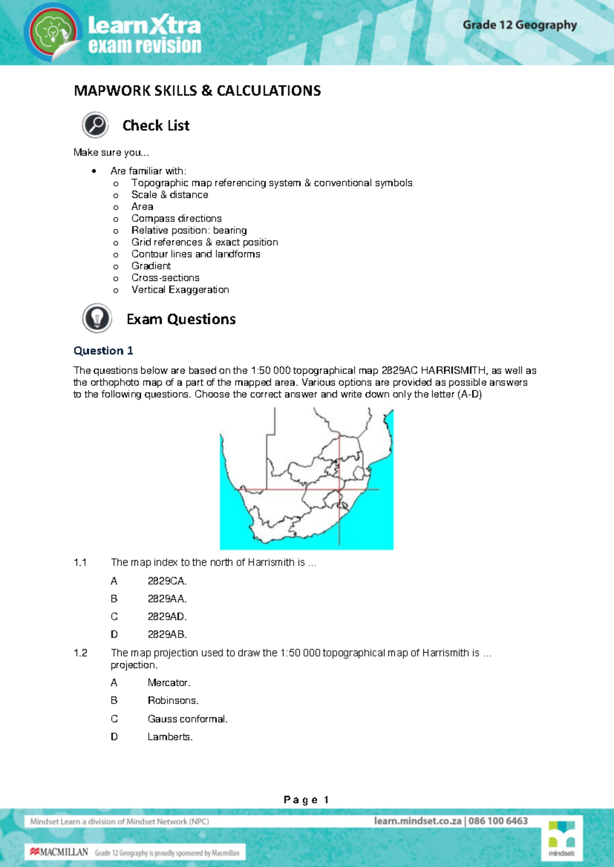 LXER Gr12Geography Mapwork Skills & Calculations Nov2014 - MAPWORK ...