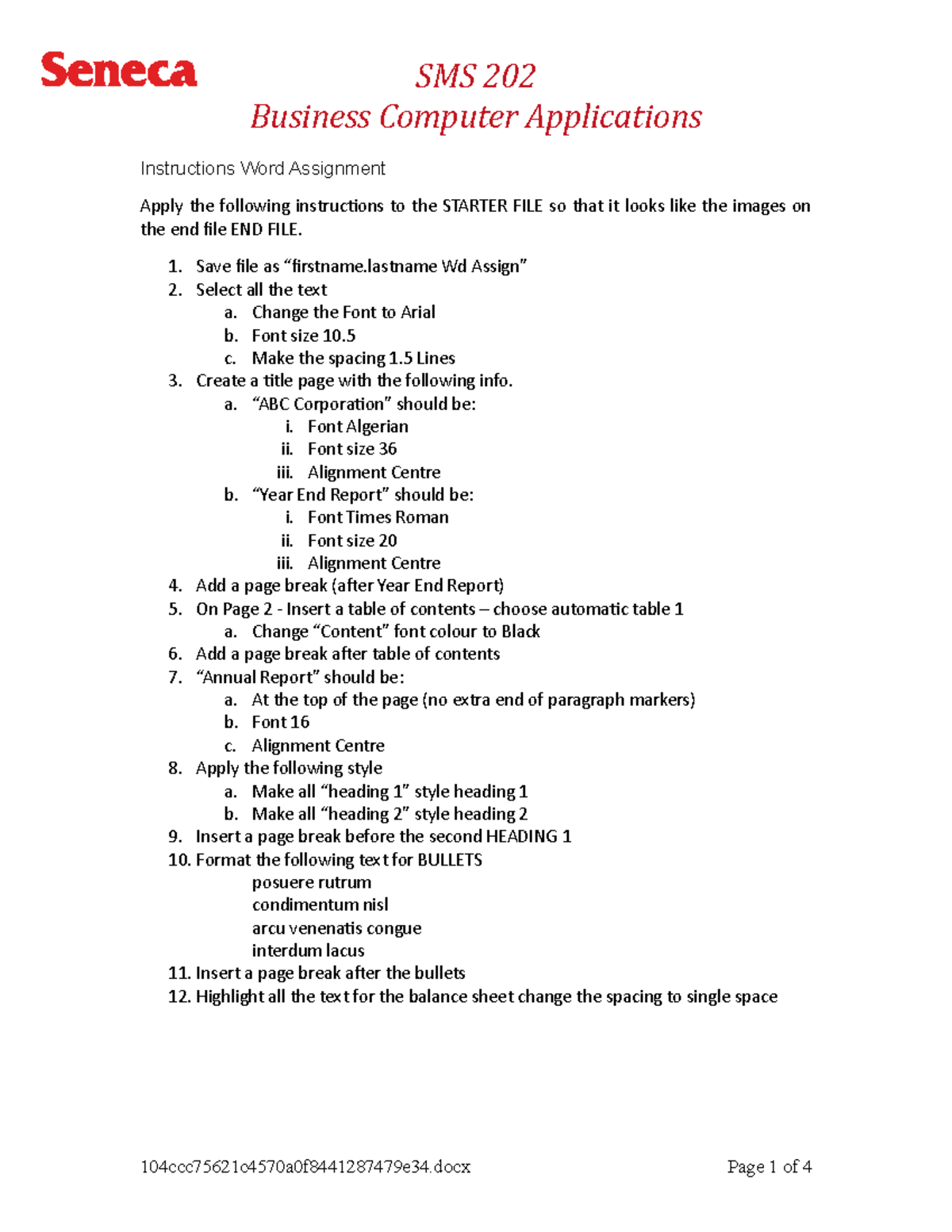 Instructions Word Assignment v221015 - Business Computer Applications ...