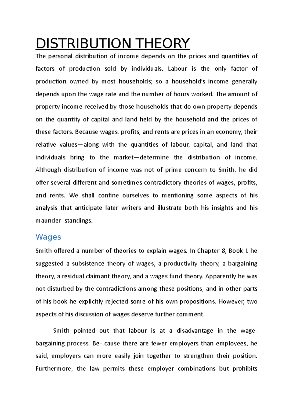 Distribution Theory - DISTRIBUTION THEORY The personal distribution of ...