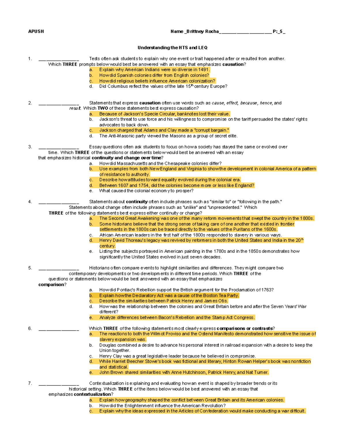 Brittney Rocha - Understanding HTS and LEQ Worksheet - 456800 - APUSH ...
