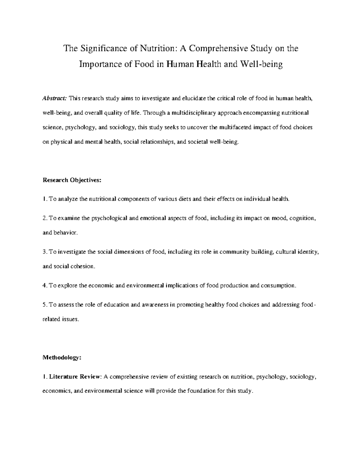 The Significance of Nutrition, A Comprehensive Study on the Importance ...