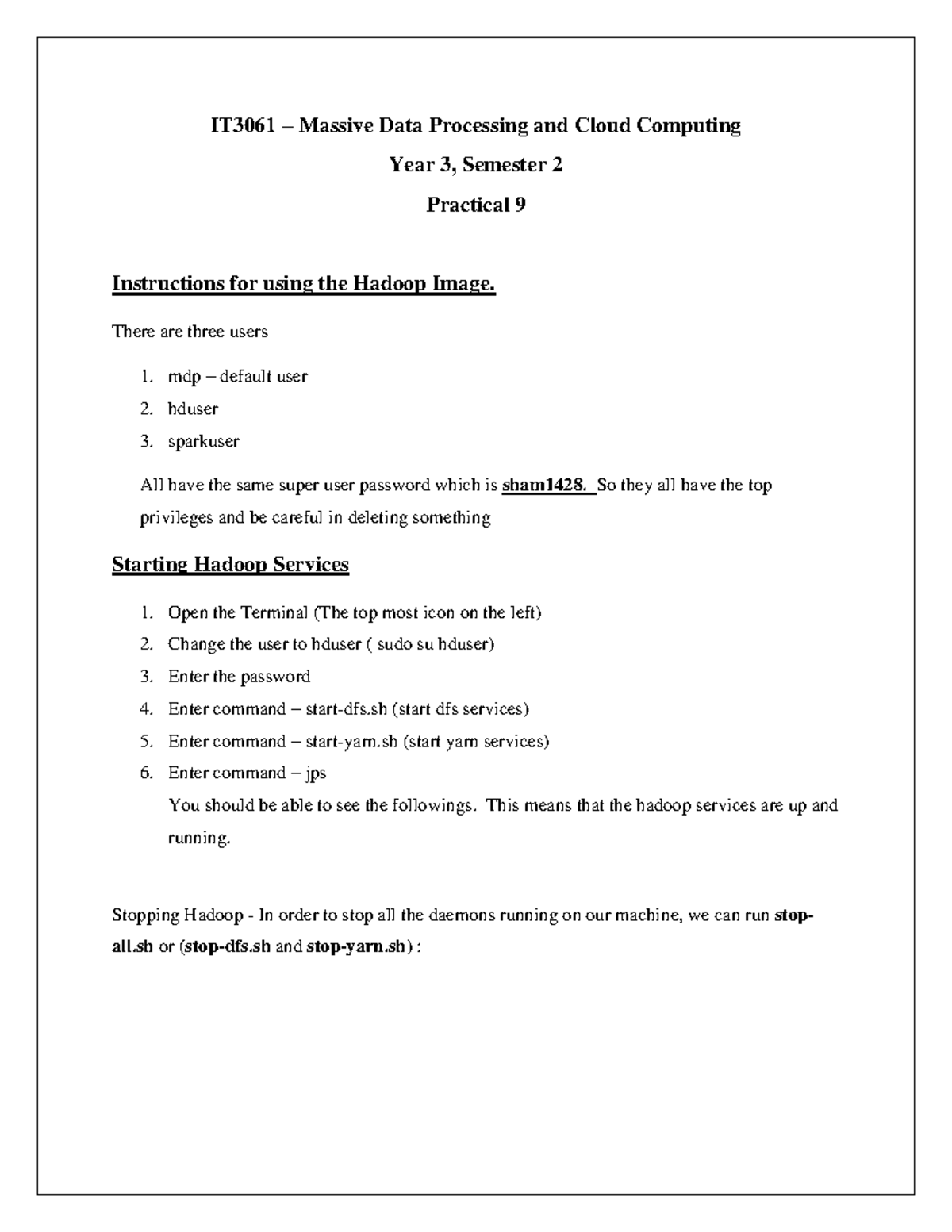 Practical 9 Hdfs Commands It3061 Massive Data Processing And