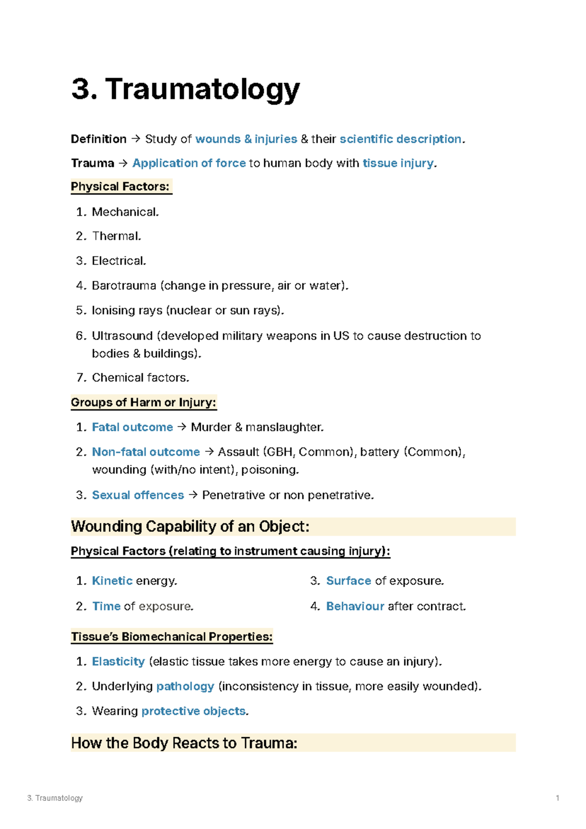 Forensic Medicine: Traumatology - 3. Traumatology Definition Study of ...