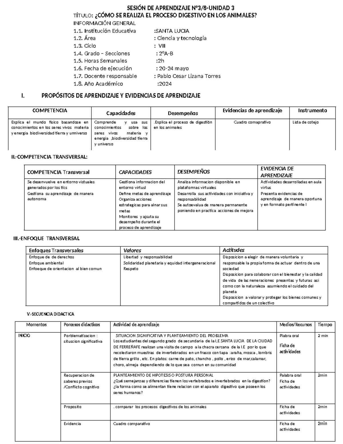Ficha DE Actividad Sesion 3- Unidad 3-2A-B - SESIÓN DE APRENDIZAJE N°3/ ...