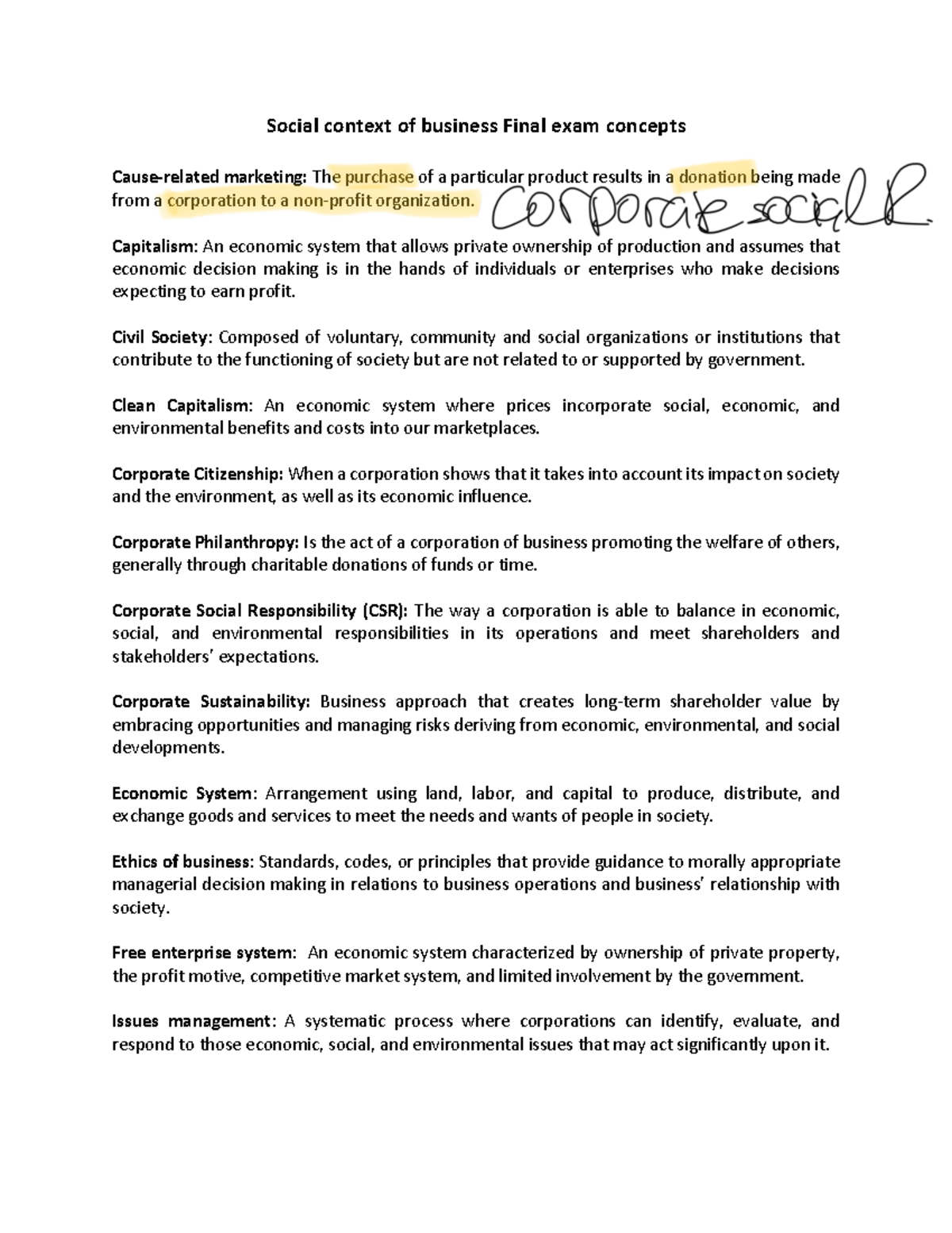 Social context of business Final exam concepts - Social context of ...