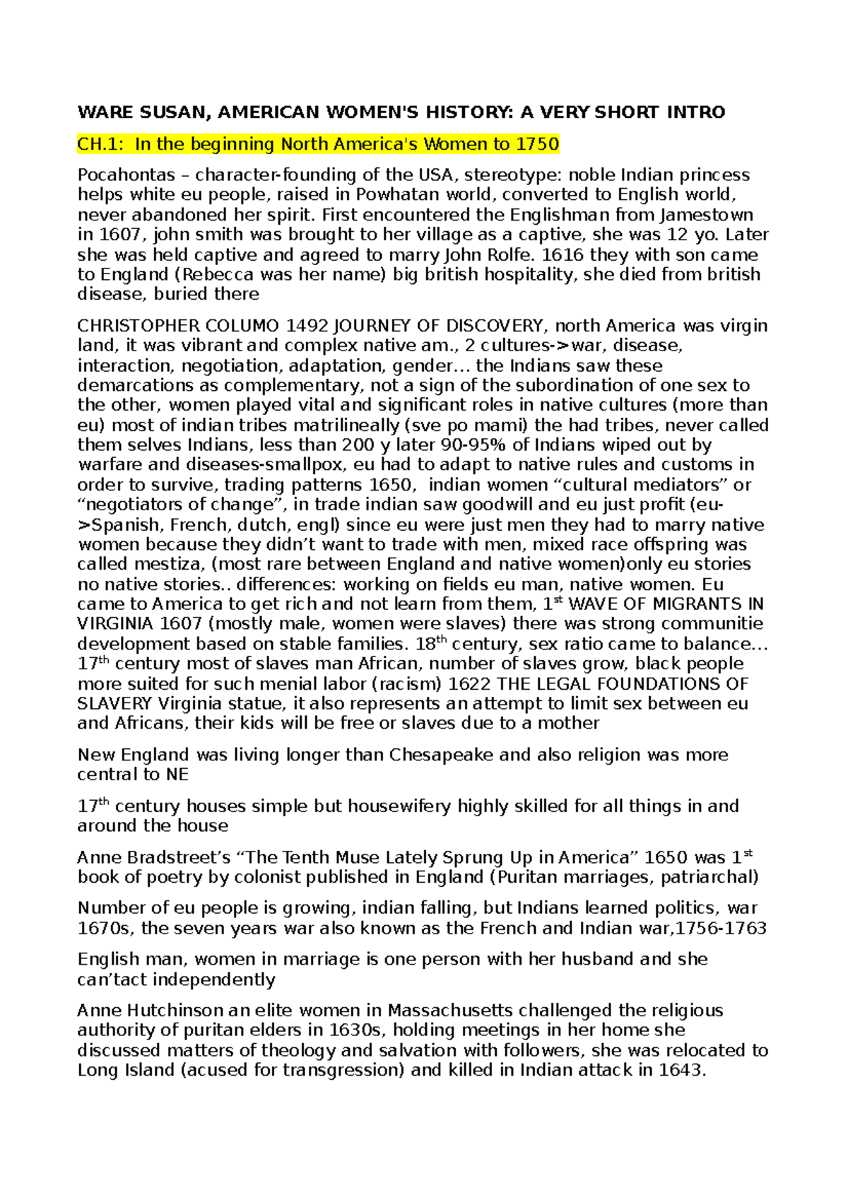 Susan book summary of needed chapters - WARE SUSAN, AMERICAN WOMEN'S ...