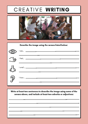 Transport Visual Prompt Creative Writing Worksheet - I see... I feel ...