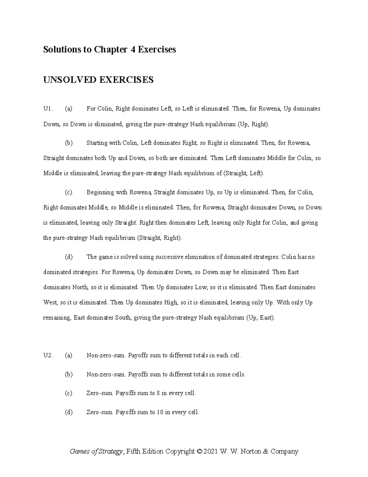 Econ gamestrat 5 gos5 ch04 solutions unsolved 202001 31 - Solutions to Chapter 4 Exercises ...