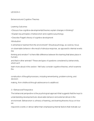 Psychoanalytic Theories - LESSON 2 PSYCHOANALYTIC THEORIES Learning ...