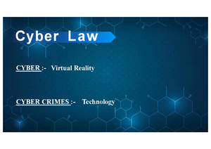 Cyber Crimes - Meaning : - Cyber Crime is a generic term that refers to ...