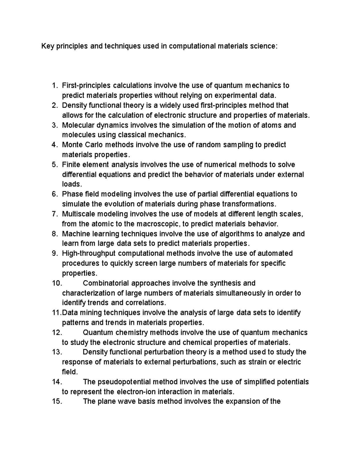 Key Principles And Techniques Used In Computational Materials Science