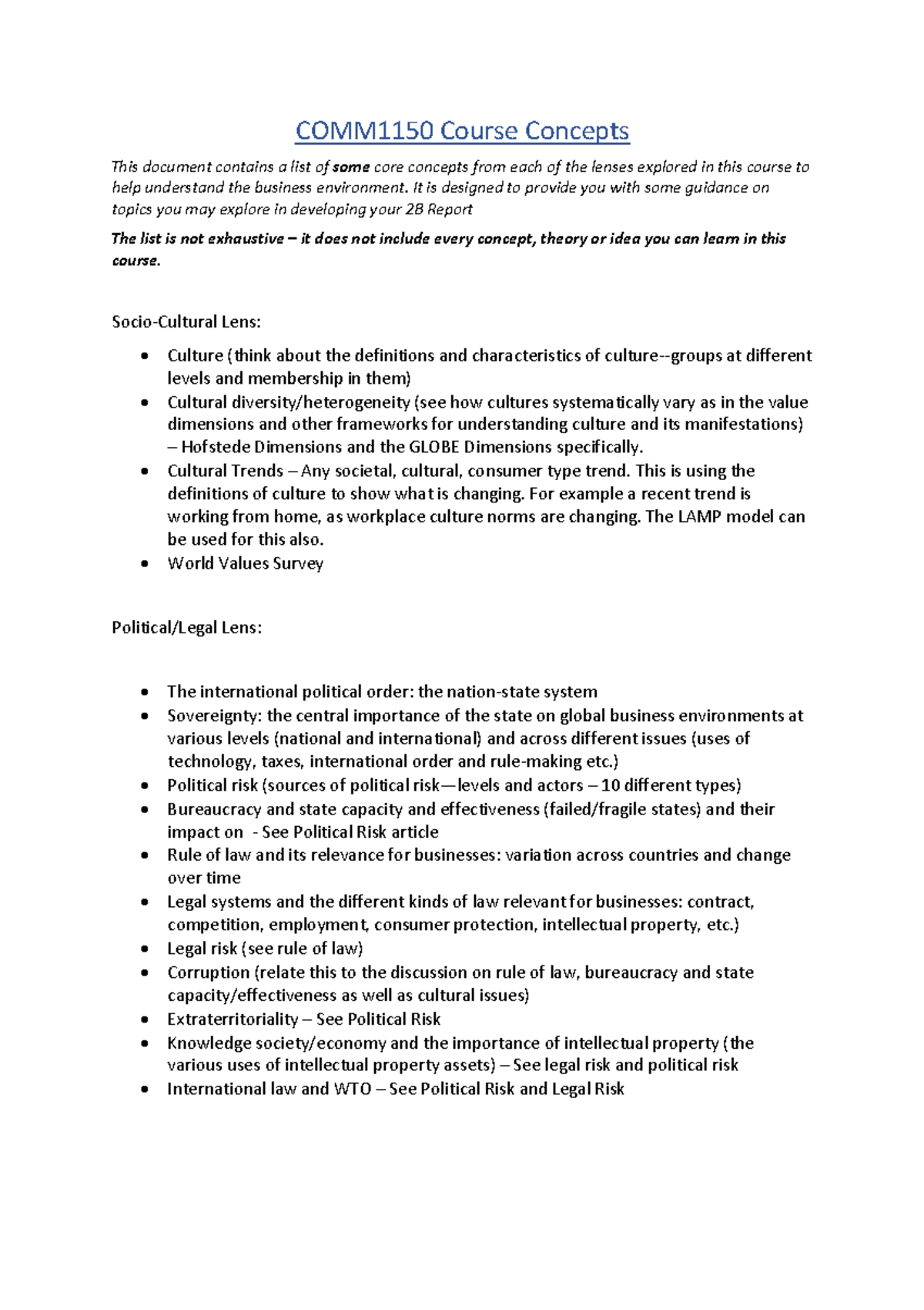 COMM1150 Course Concepts - It is designed to provide you with some ...