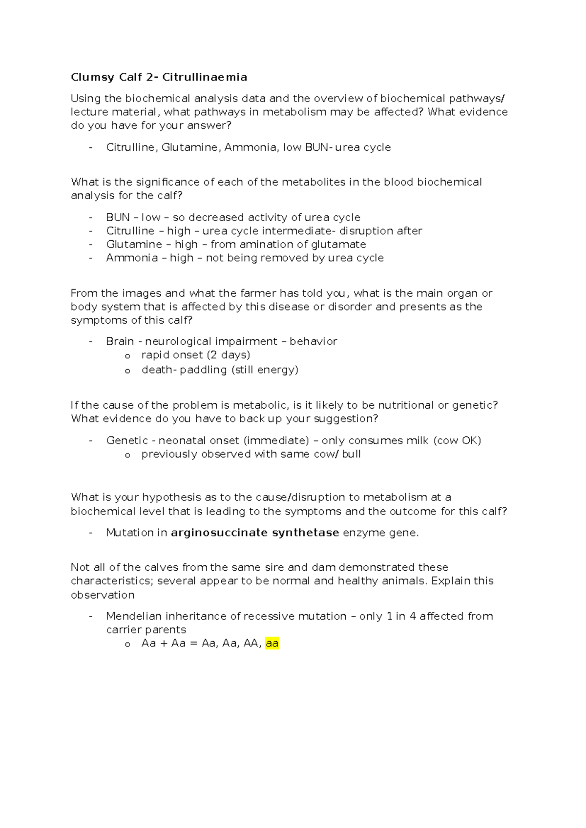 AEH Case Studies - AVBS2005 case study answers - Clumsy Calf 2 ...