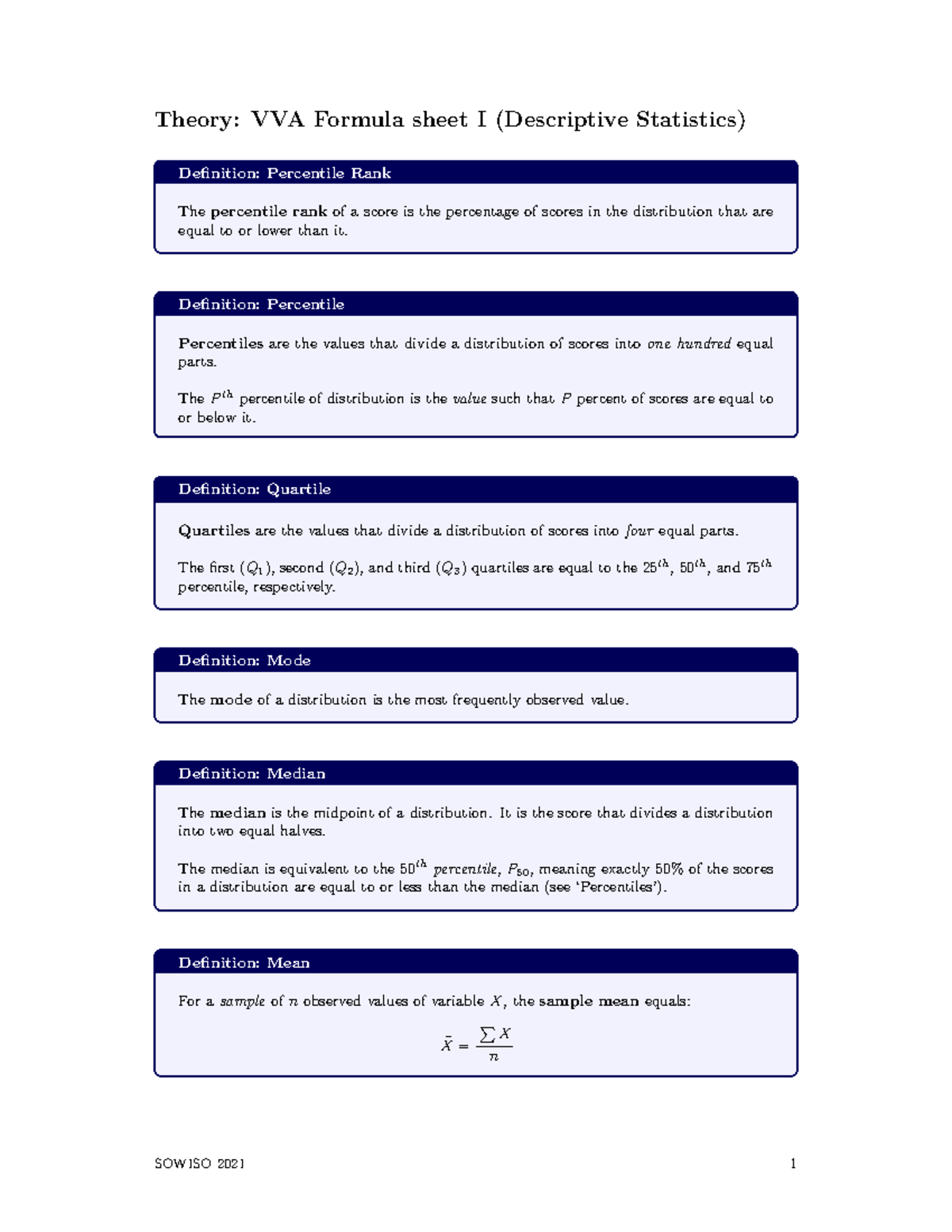 Vva part1 formulas - Formules VVA , deel 1 - Theory: VVA Formula sheet ...