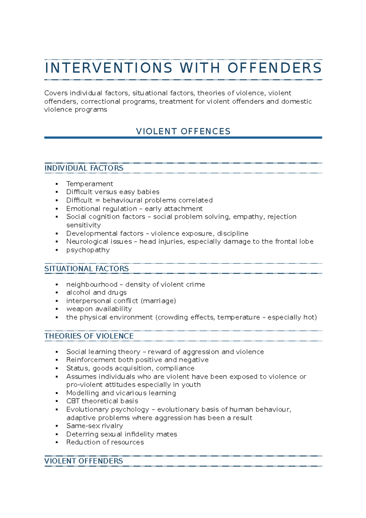 Interventions with offenders 15 - I N T E RV E N T I O N S W I T H O F F E N D E R S Covers ...