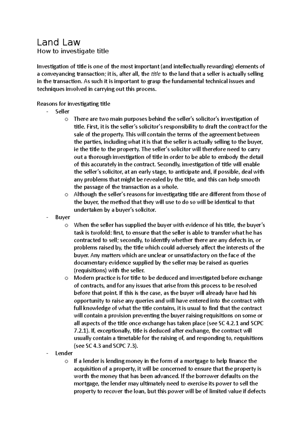 How to investigate title in land law - Land Law How to investigate ...