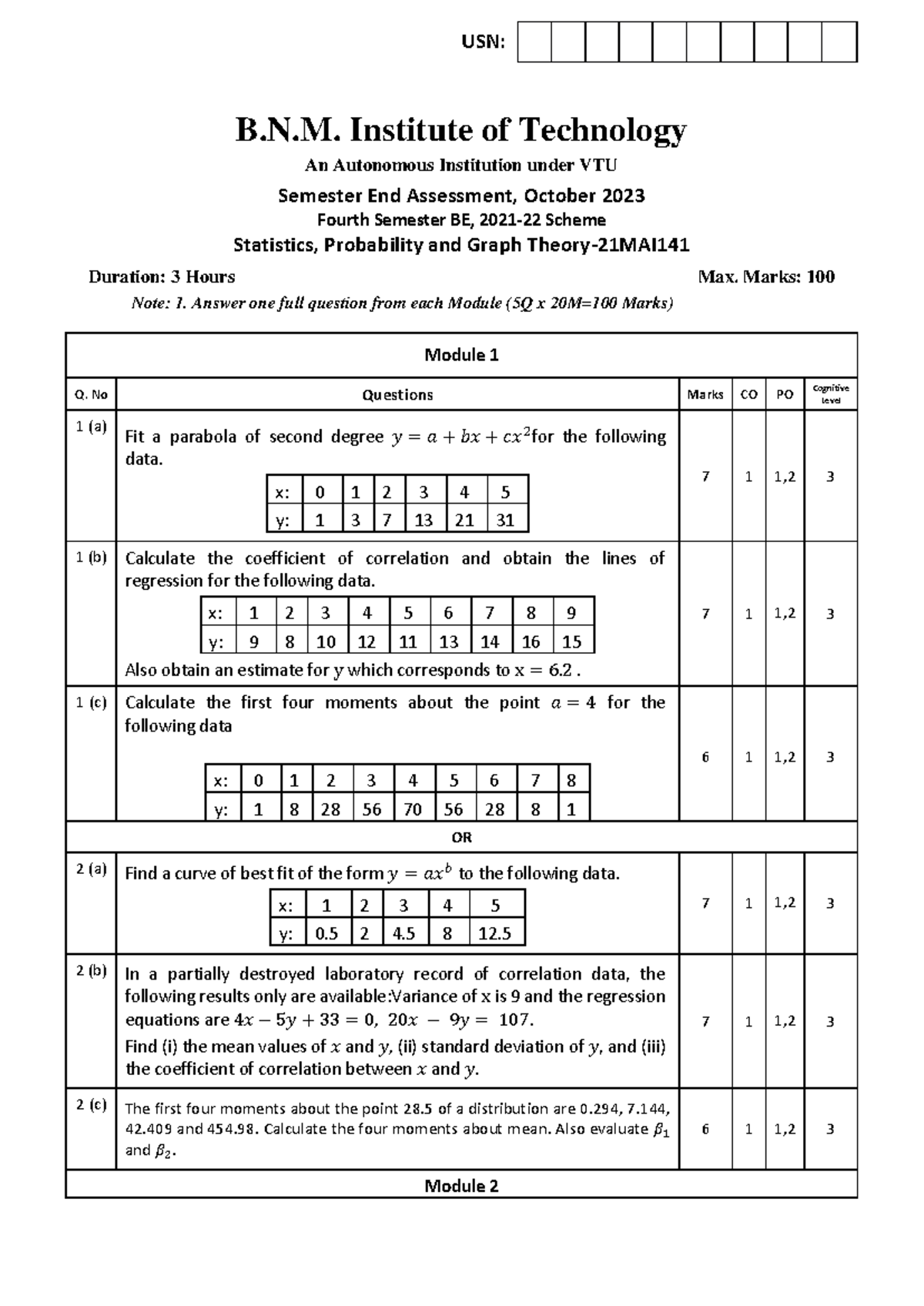October 2023 (21MAI141) - B.N. Institute of Technology An Autonomous ...