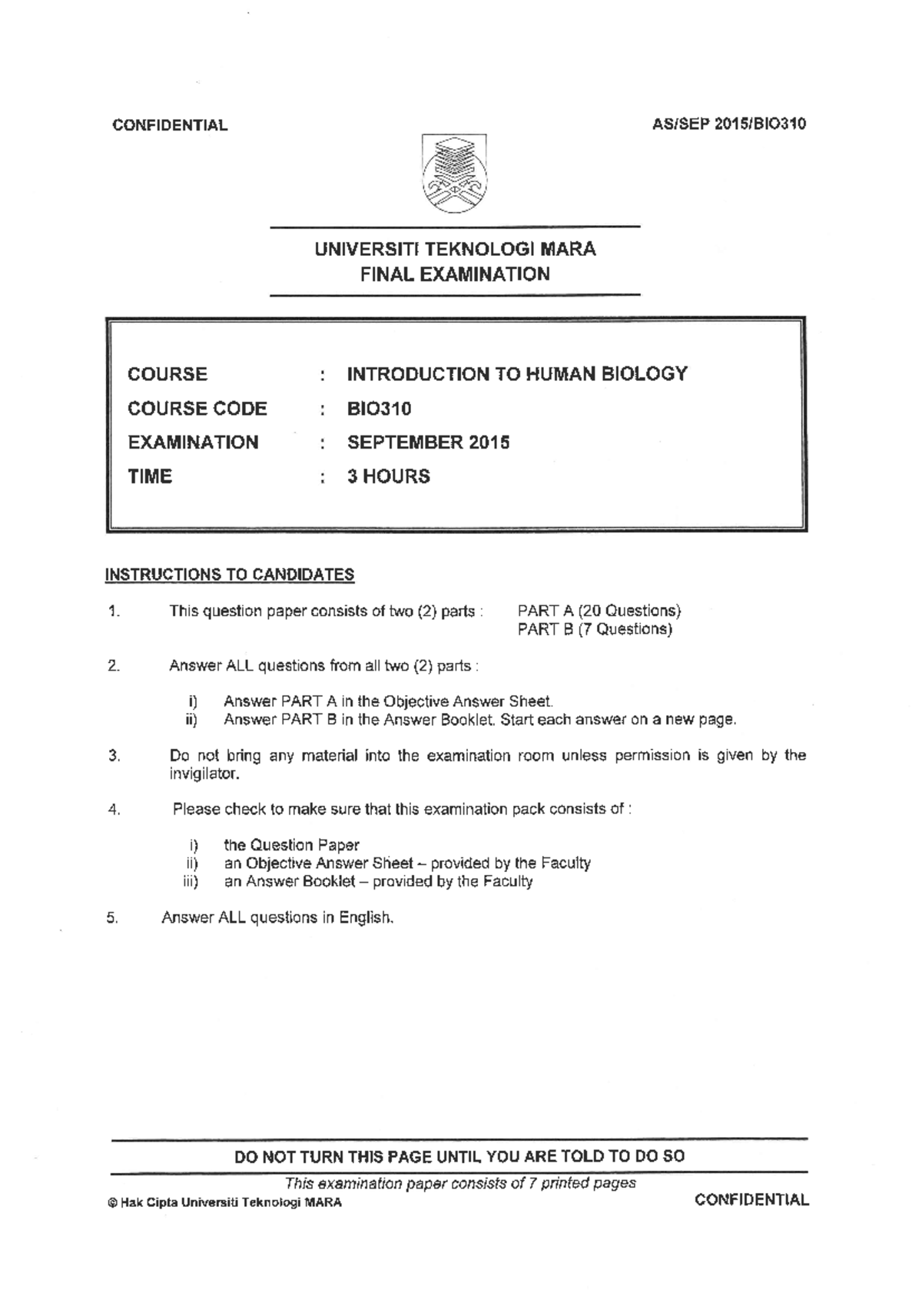 introduction to human biology past year question paper Sep 15 - Applied ...