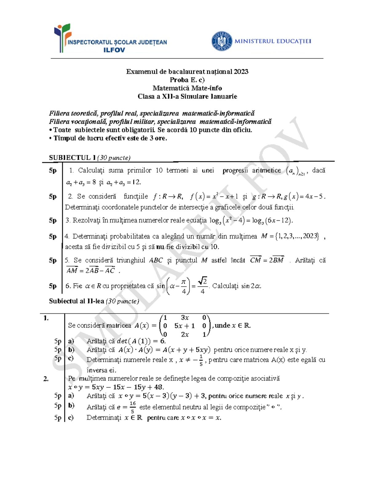 63d9060495 dbc simulare bac mate info varianta - Examenul de ...