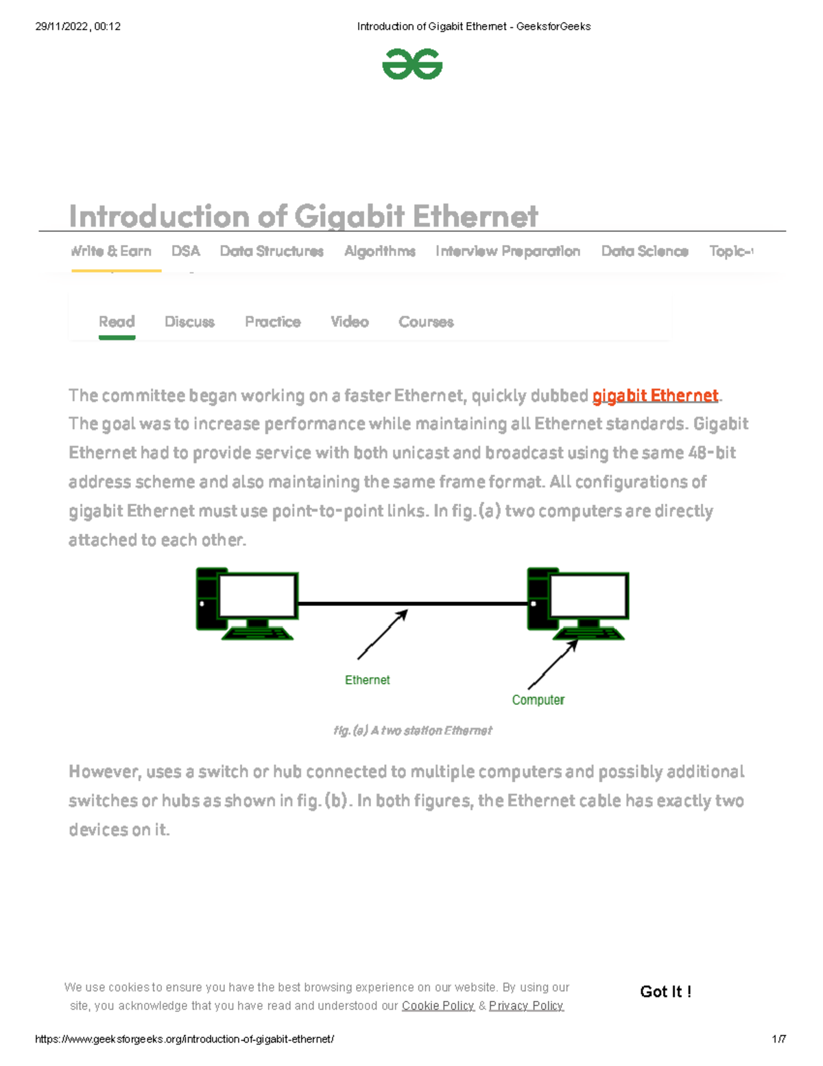 Introduction Of Gigabit Ethernet Geeksfor Geeks Read Discuss Practice Video Courses The 