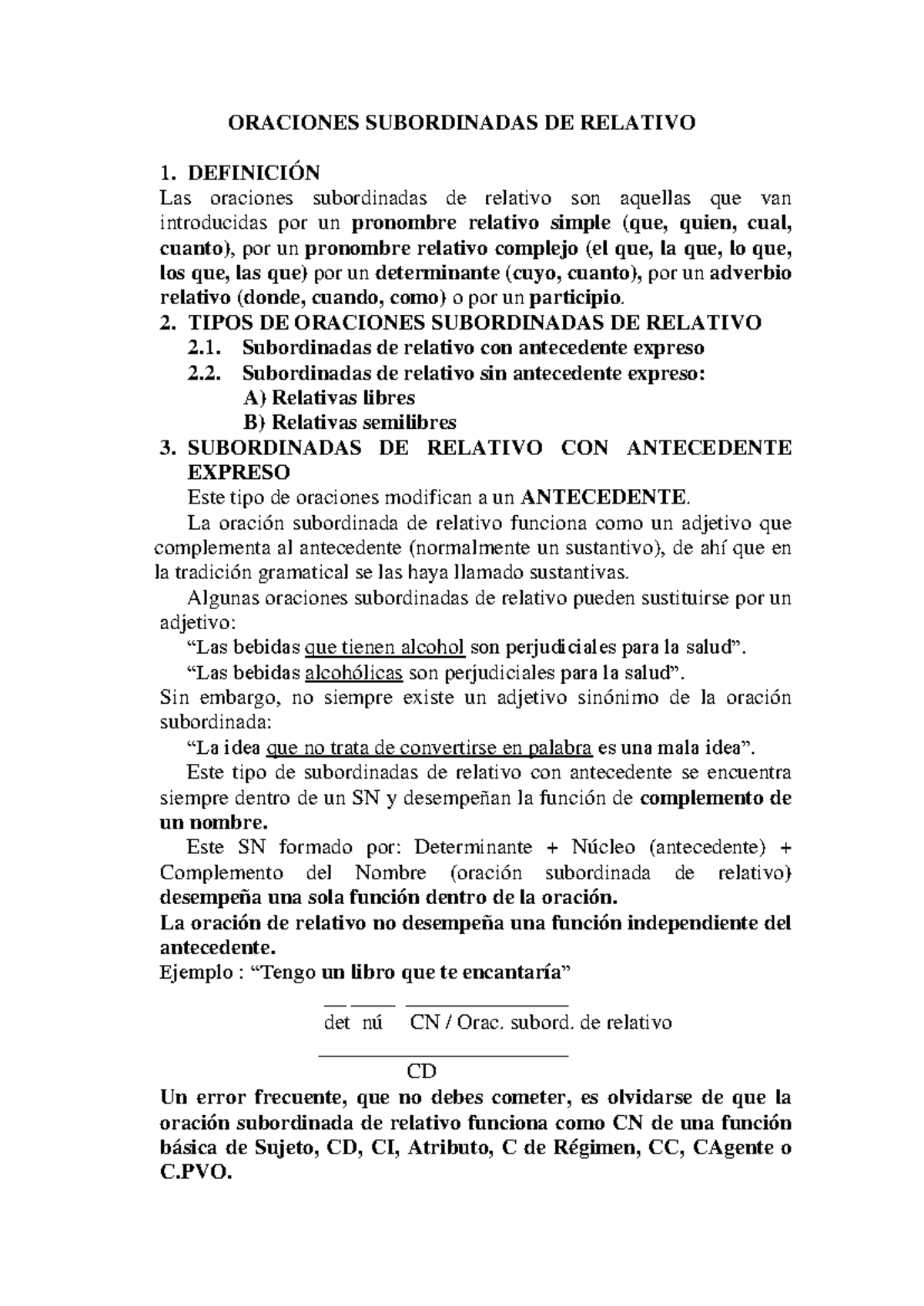 Oraciones de relativo - TEORIA - ORACIONES SUBORDINADAS DE RELATIVO 1 ...