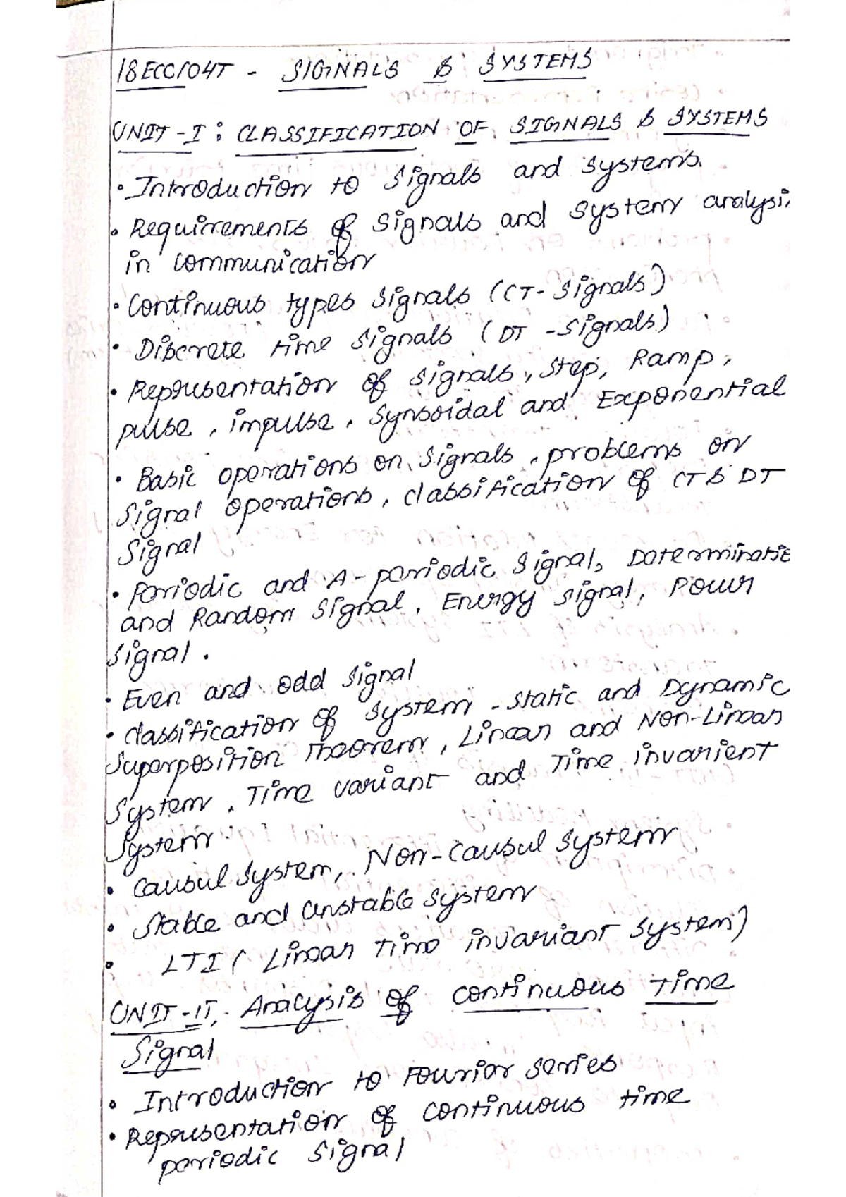 Signals and system notes - Signals & Systems - Studocu