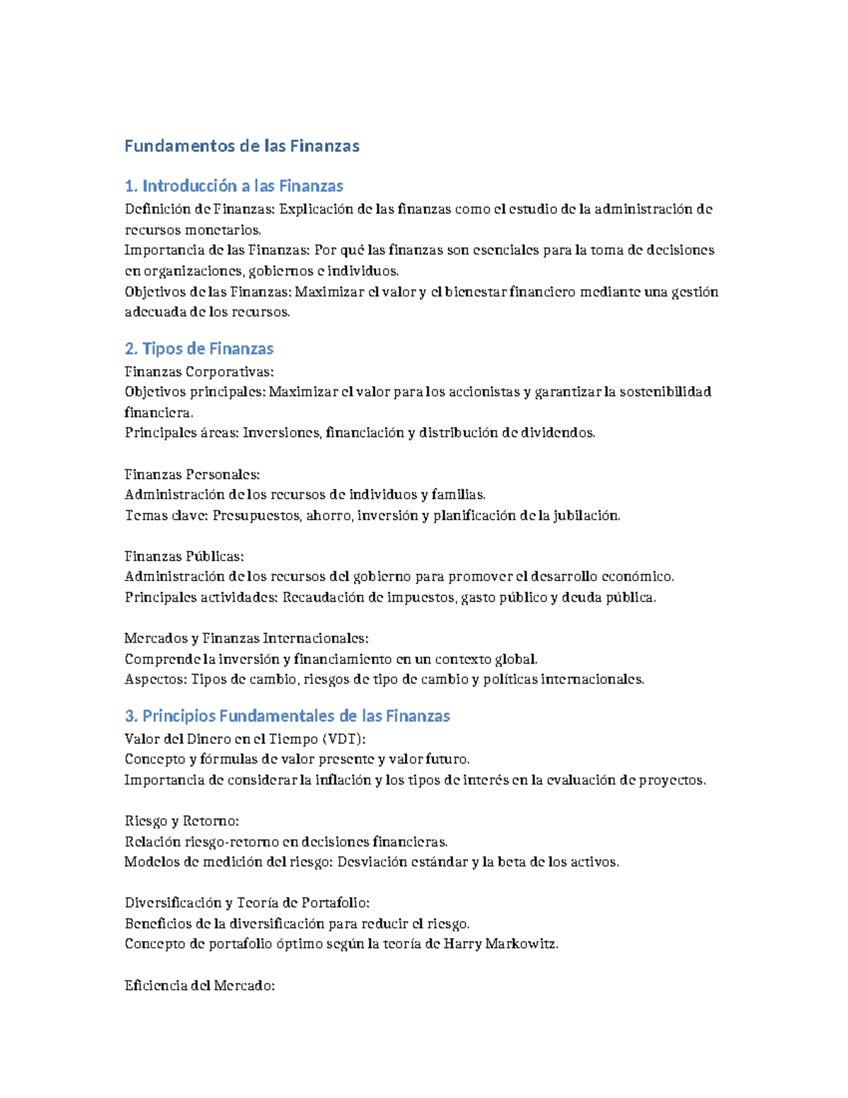 Fundamentos de las Finanzas - Introducción a las Finanzas Definición de ...