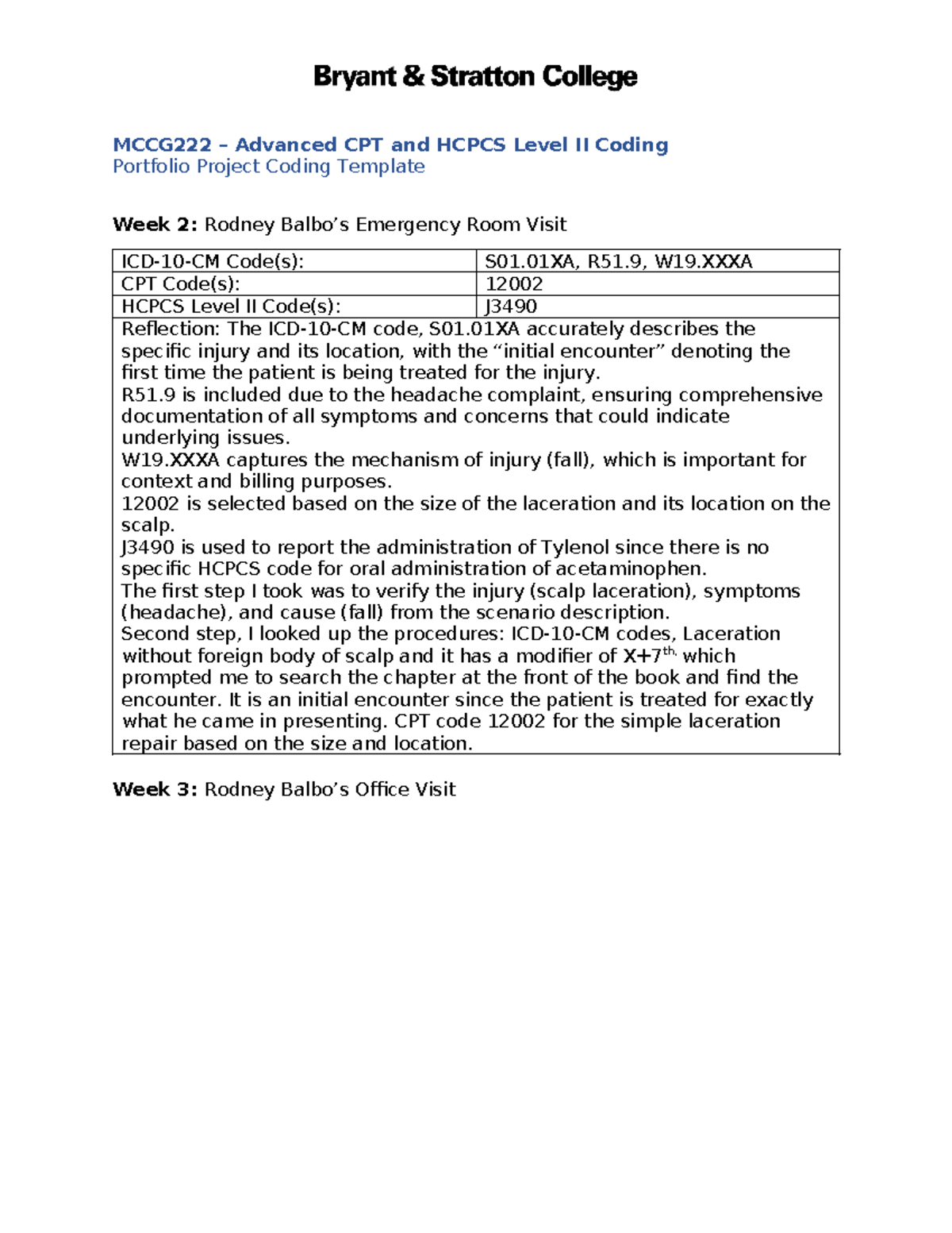 Hershey - Portfolio Project - MCCG222 – Advanced CPT and HCPCS Level II ...