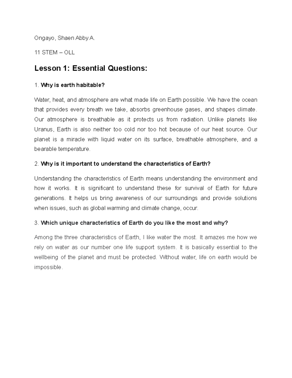 Lesson 1 - rgerg - Ongayo, Shaen Abby A. 11 STEM – OLL Lesson 1 ...