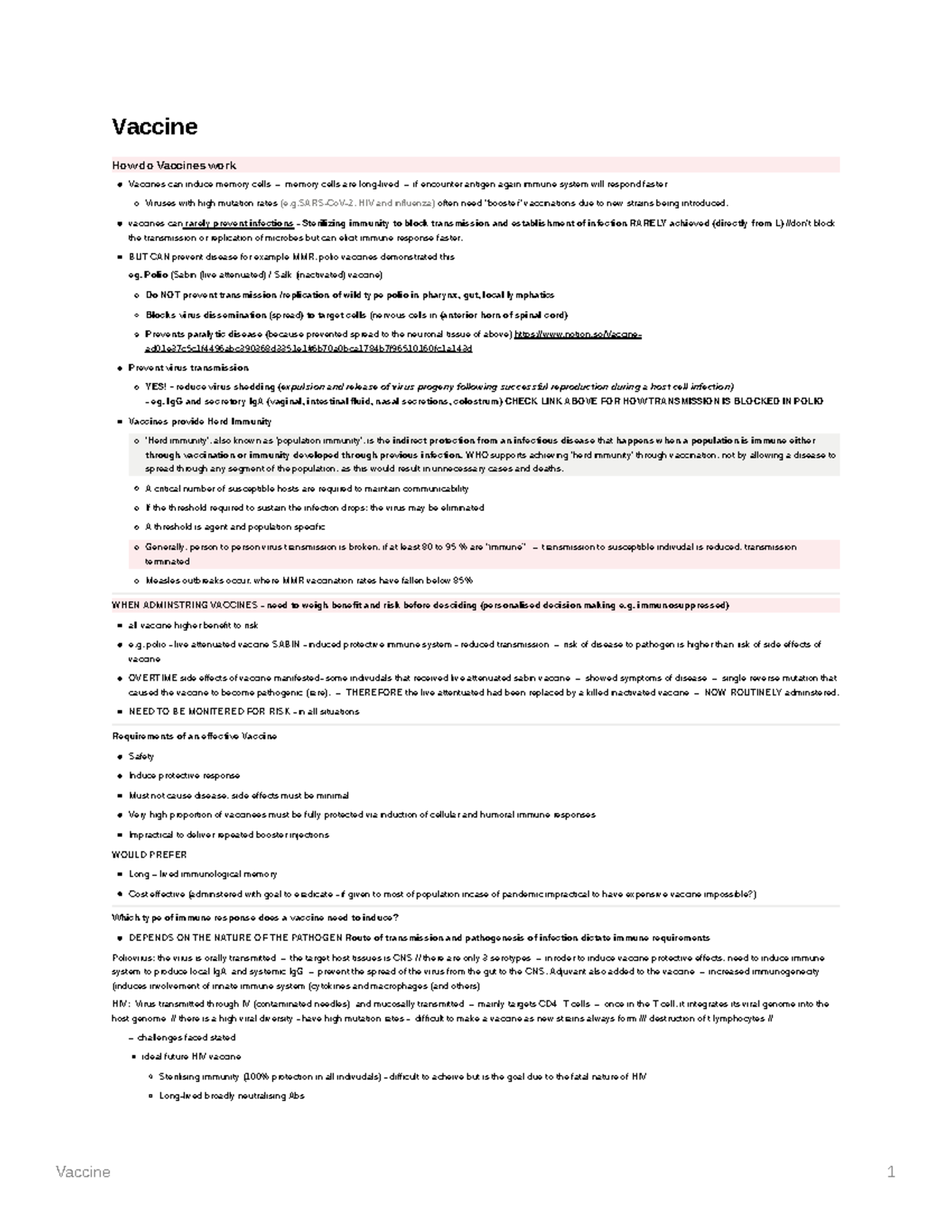 Vaccine - Notes - Vaccine How do Vaccines work Vaccines can induce ...