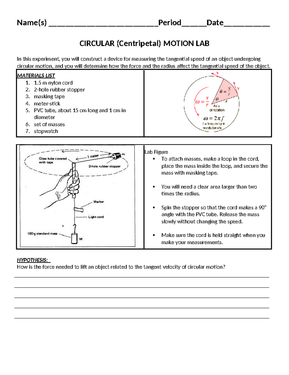 22-23 Lab Centripetal Force - Name(s) _______________Period______Date ...