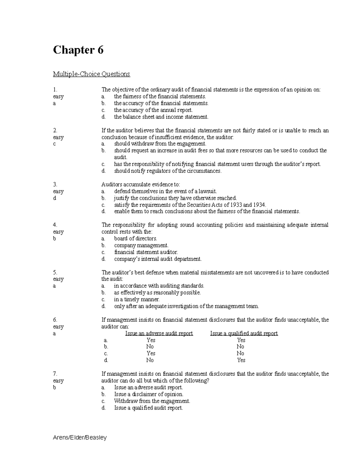 06 Fraud, Error & Assertions - Chapter 6 Multiple-Choice Questions The ...