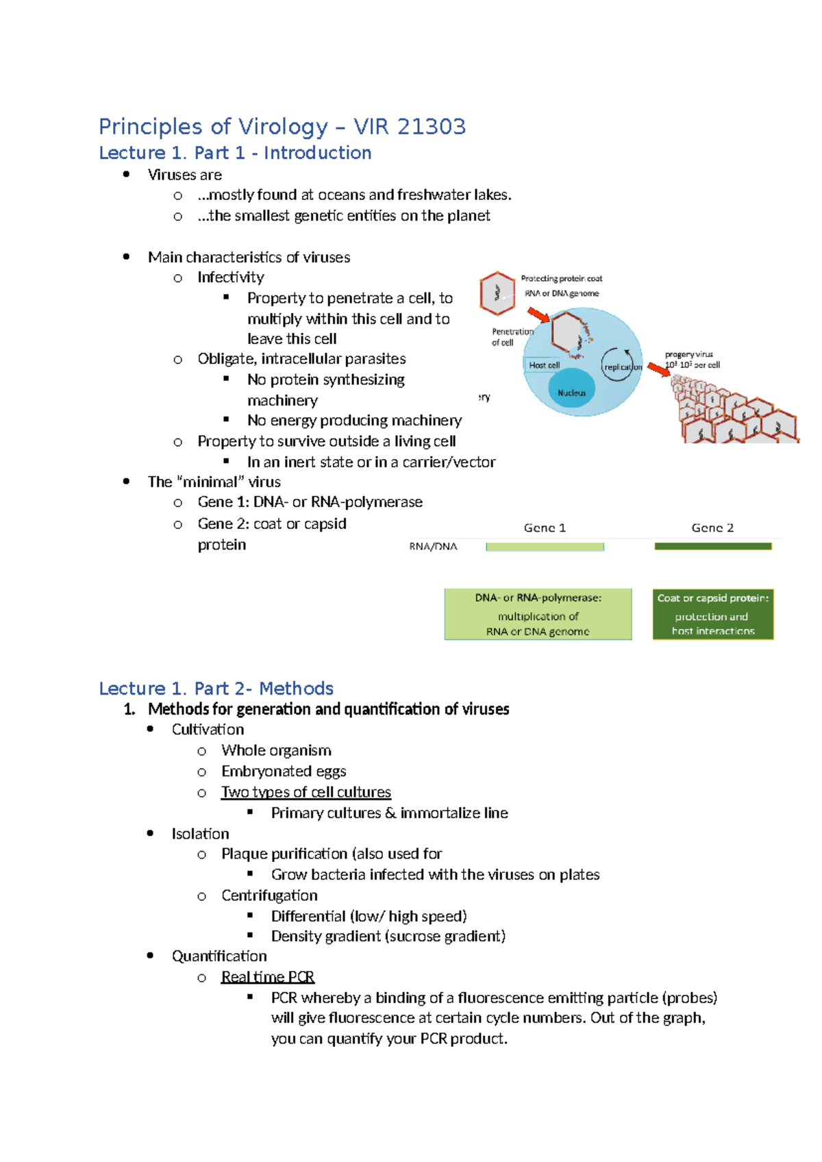 Principles of Virology notes - Principles of Virology – VIR 21303 ...