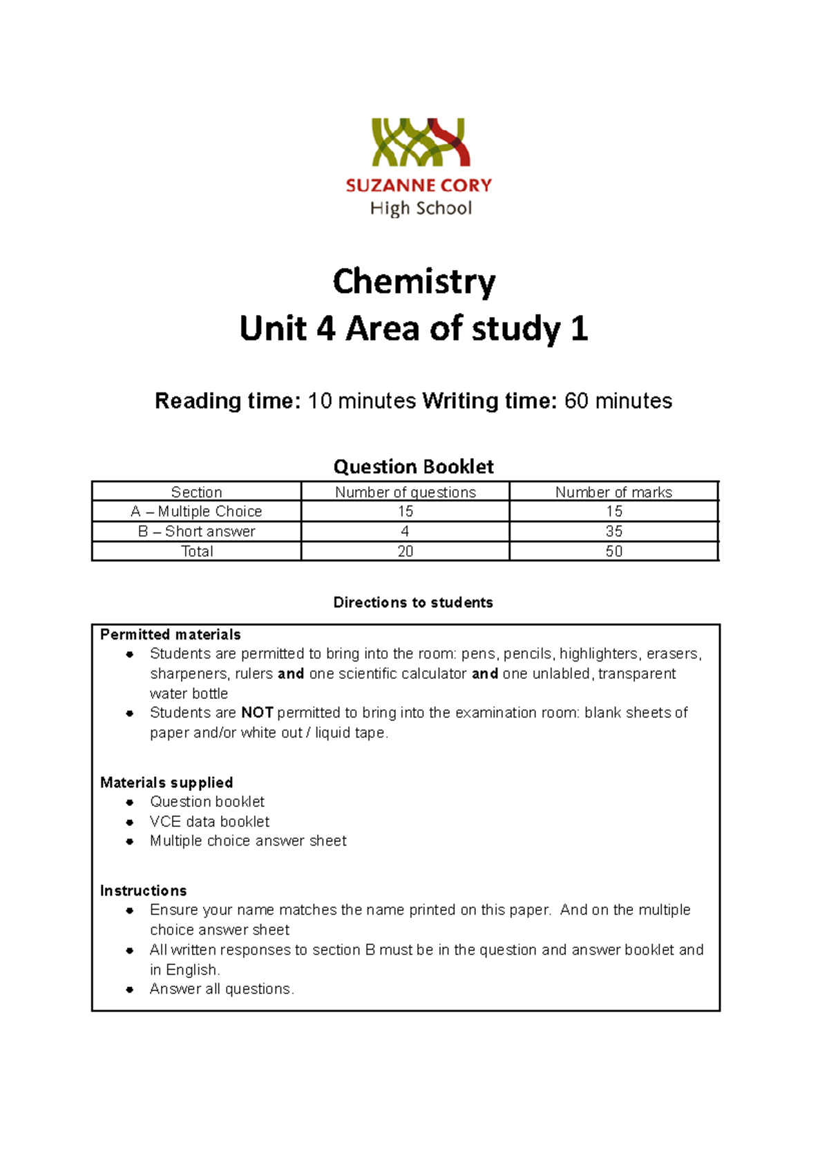 Unit 4 AOS1 solutions 2019 (2) - Chemistry Unit 4 Area of study 1 ...