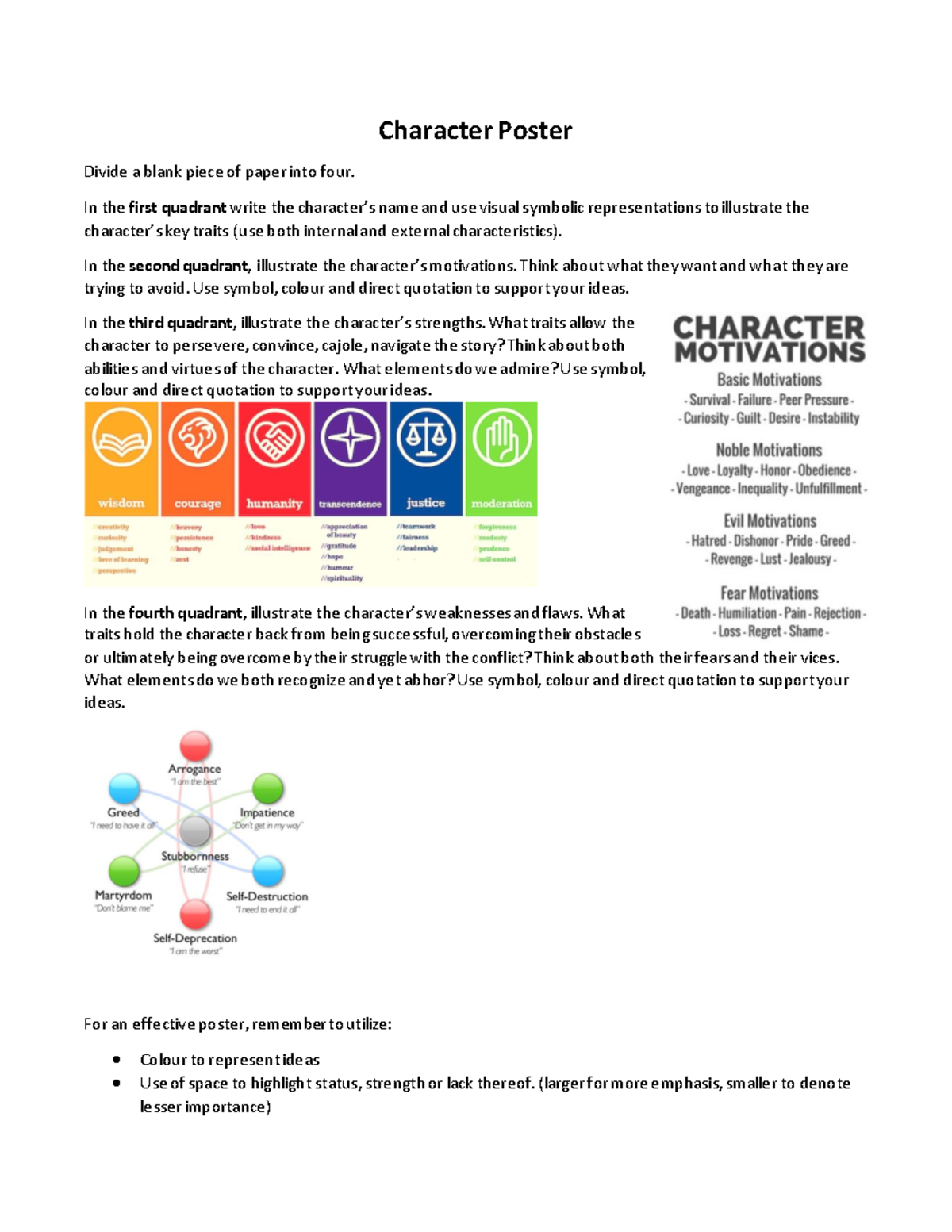 Character Poster - Character Poster Divide a blank piece of paper into ...