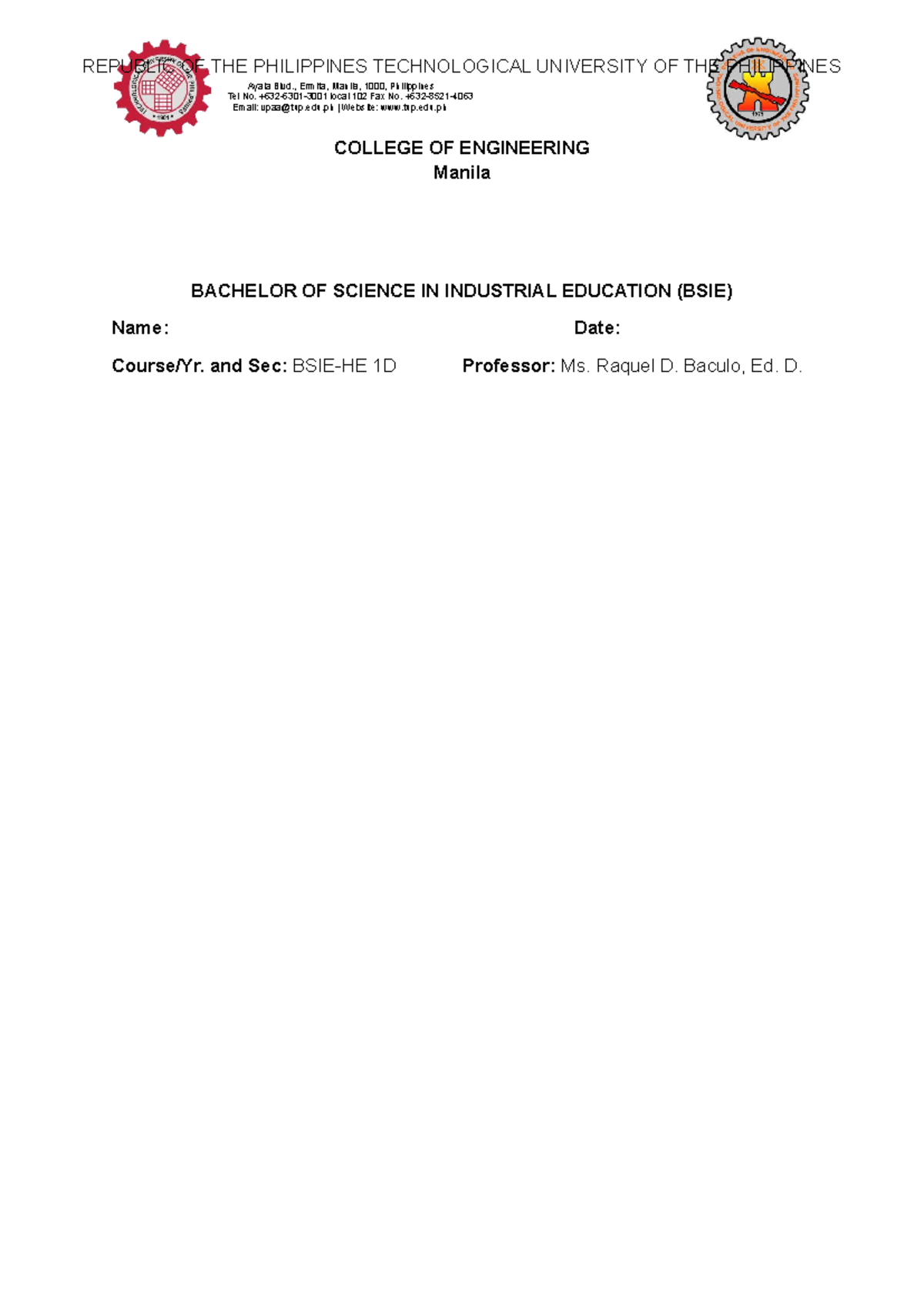 421579372-Tup-Header - Engineering Economics - REPUBLIC OF THE ...