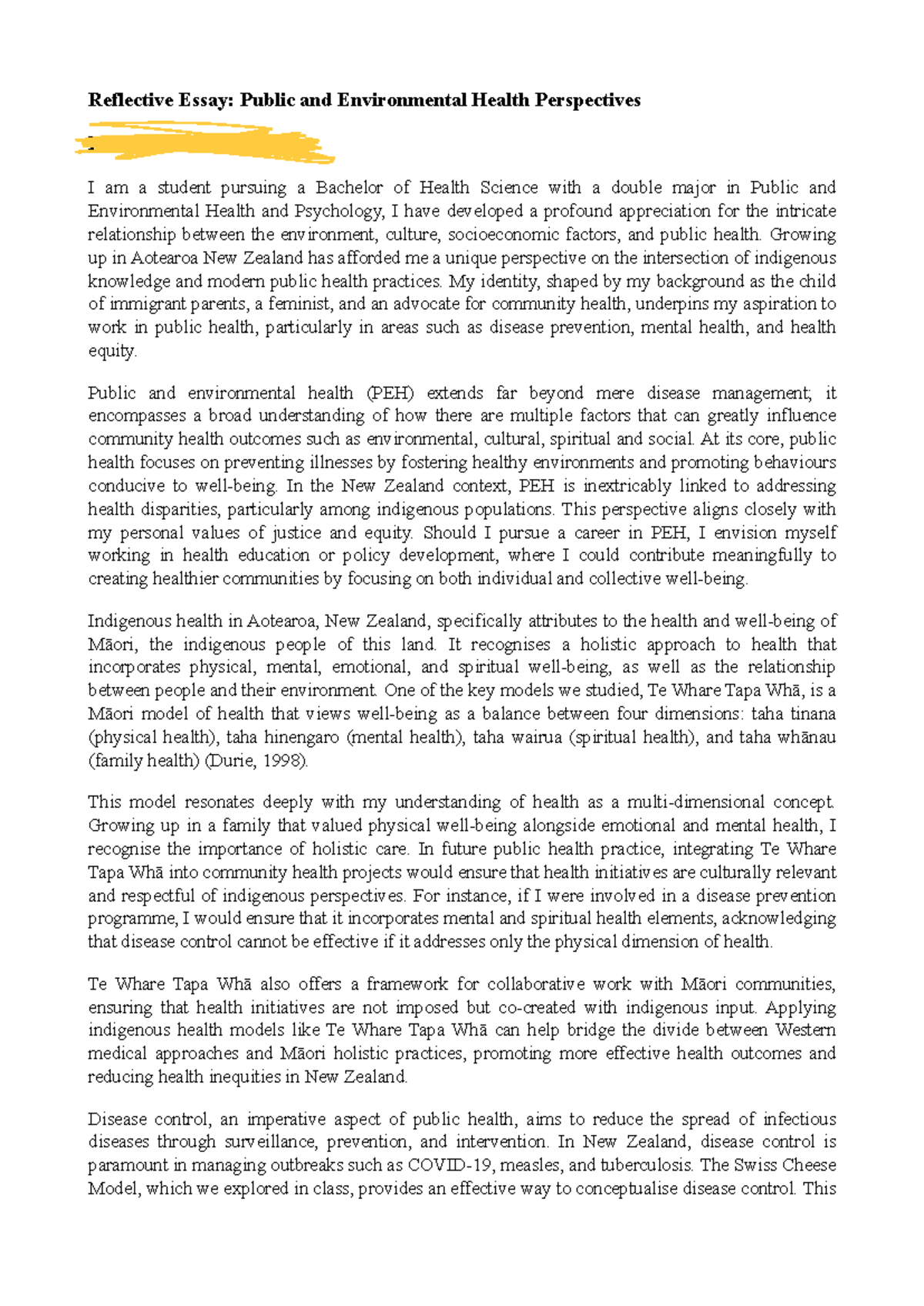 HPRM602 Assignment 1 - A grade - Reflective Essay: Public and ...