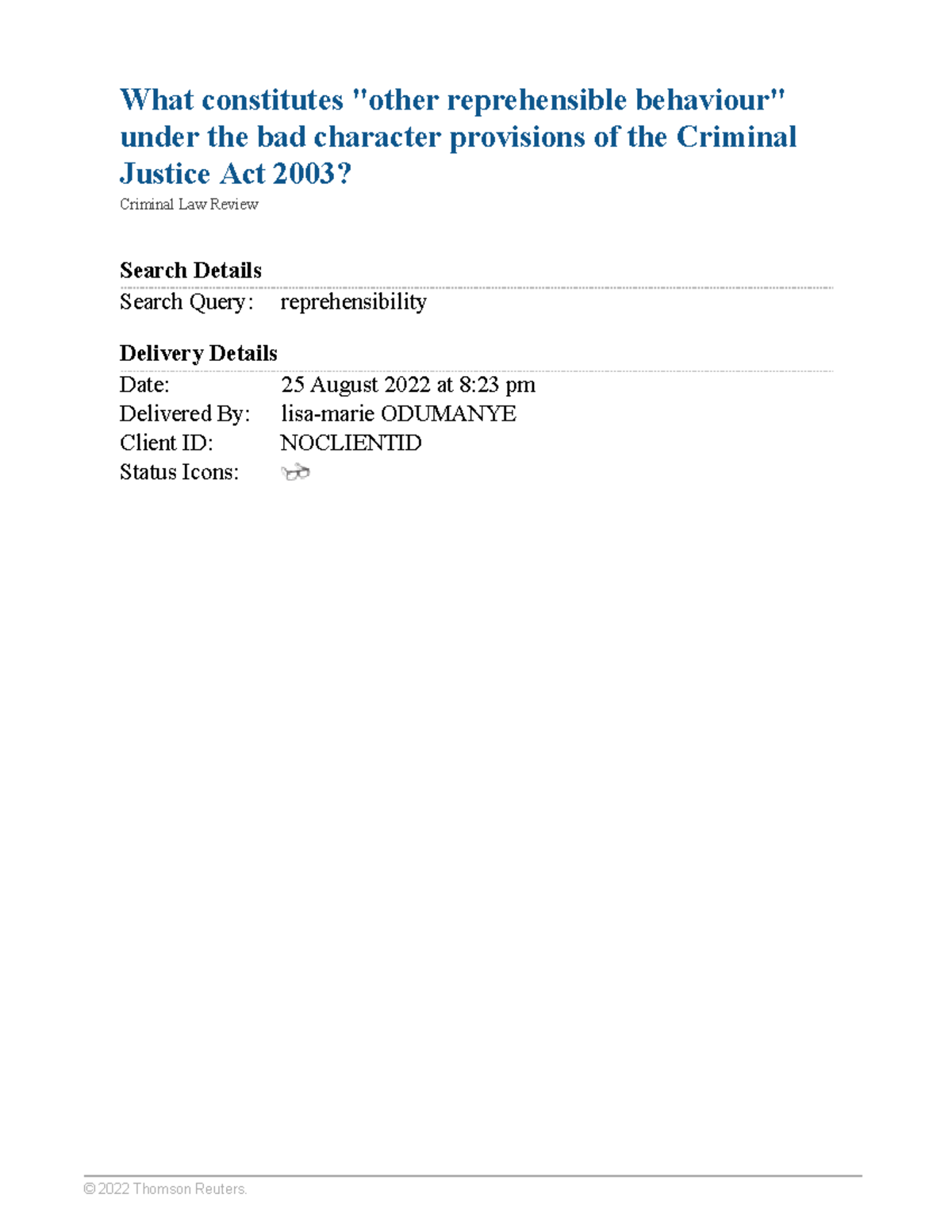 What constitutes other reprehensible behaviour under the bad character ...