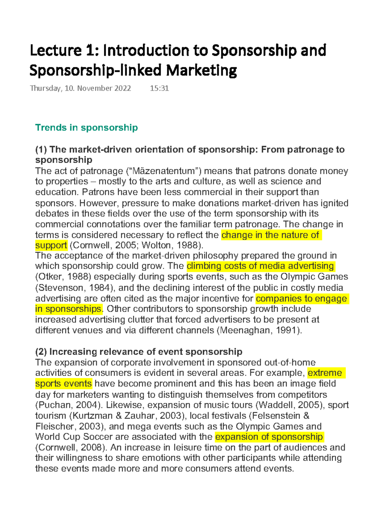 Lecture 1 Introduction to Sponsorship and Sponsorship-linked Marketing ...