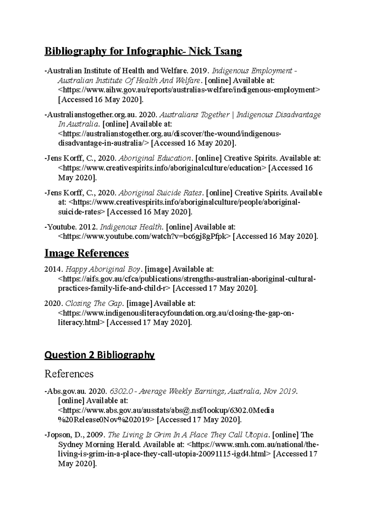 Bibliography all - Great - Bibliography for Infographic- Nick Tsang ...