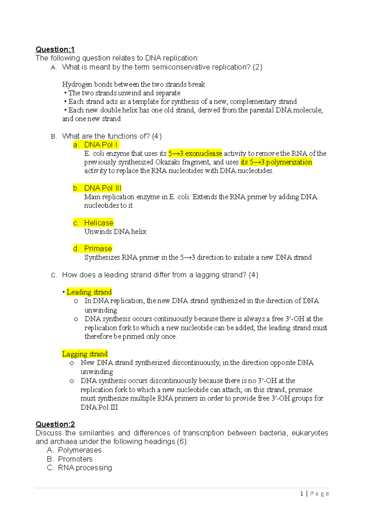 Sample questions Exam 2022 - Question: The following question relates ...