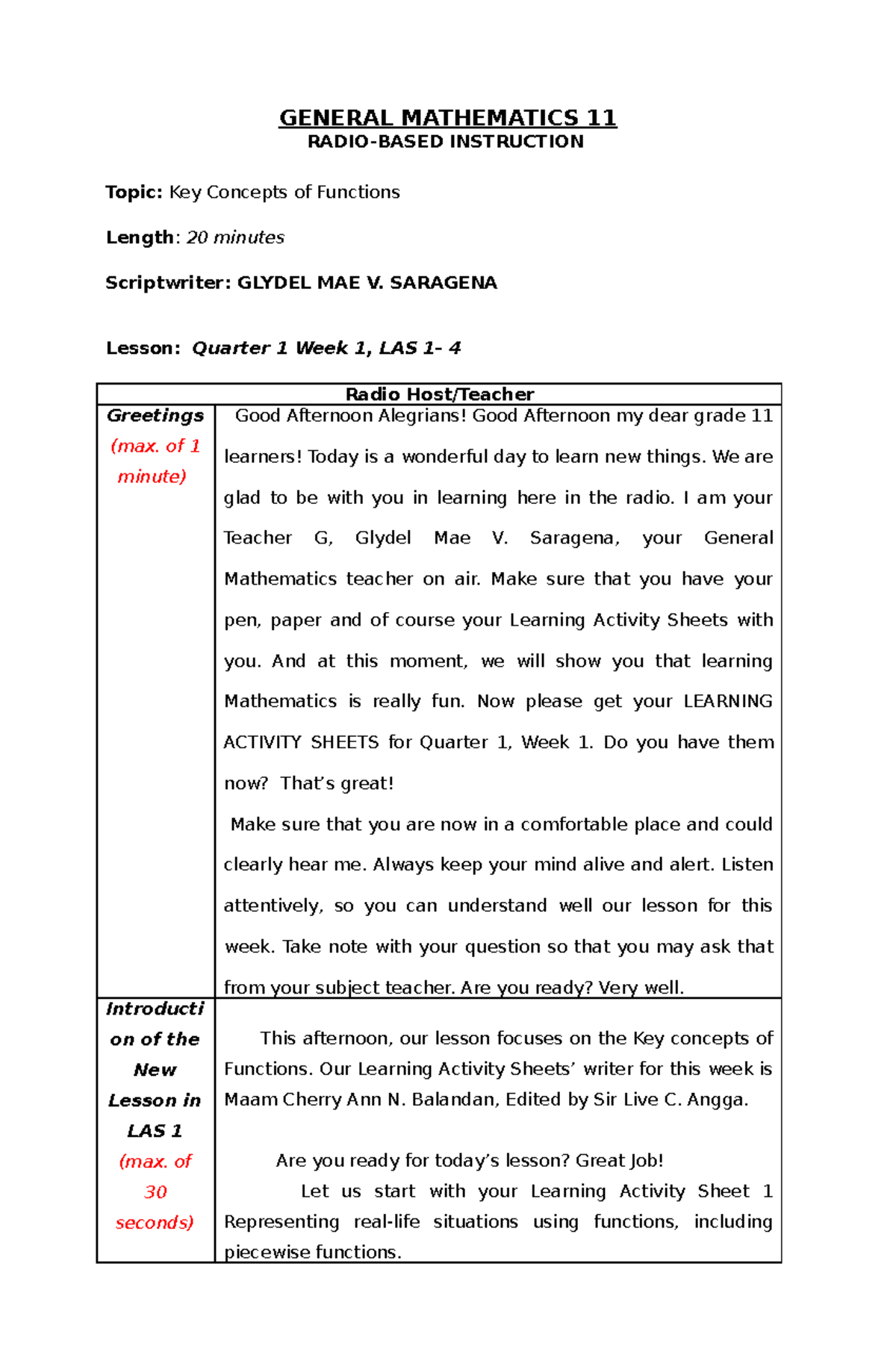 Gen Math- Q1-W1 RBI script - GENERAL MATHEMATICS 11 RADIO-BASED ...