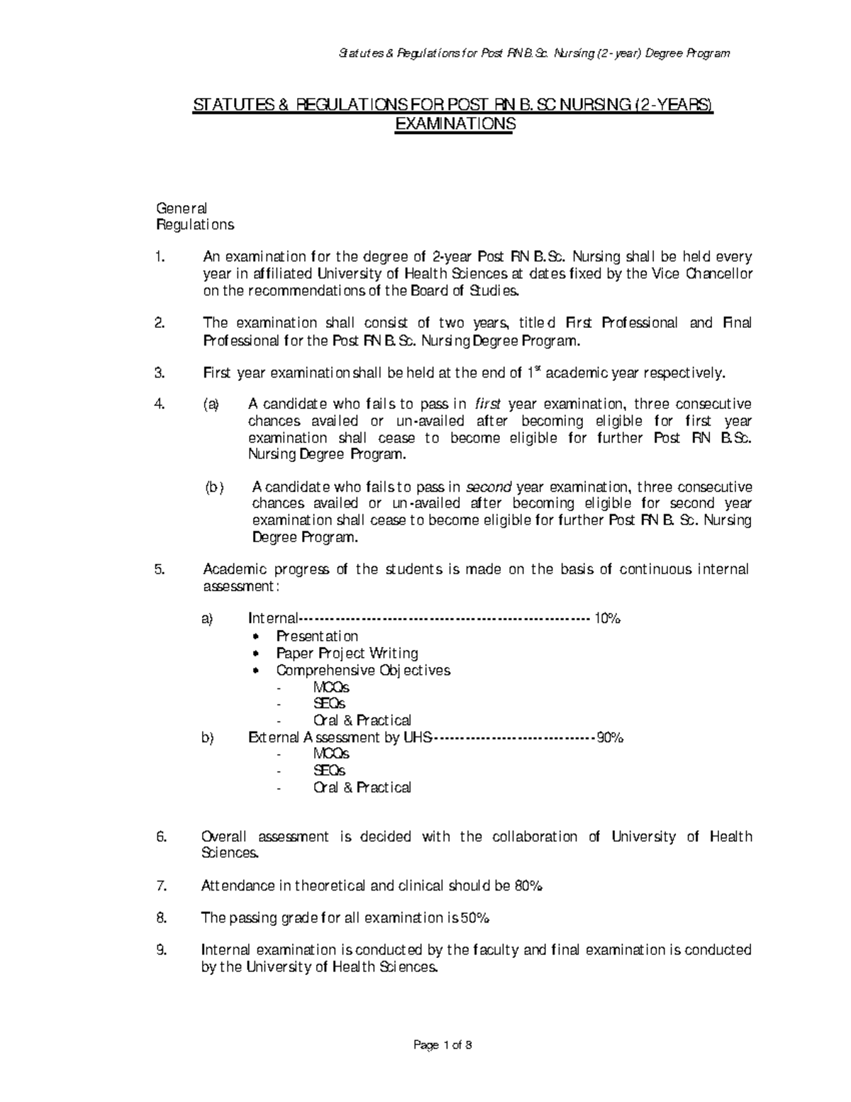 Nursing regulations - 2 year program curriculum - STATUTES ...