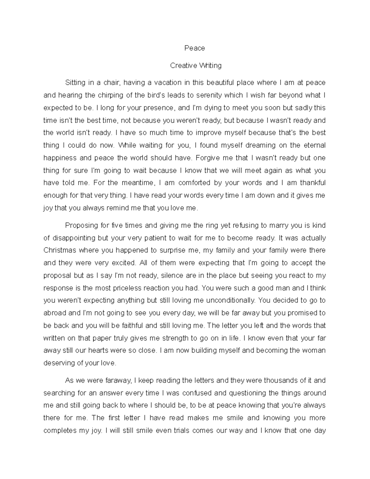 Peace and Love I Give You Creative Writing - Peace Creative Writing ...