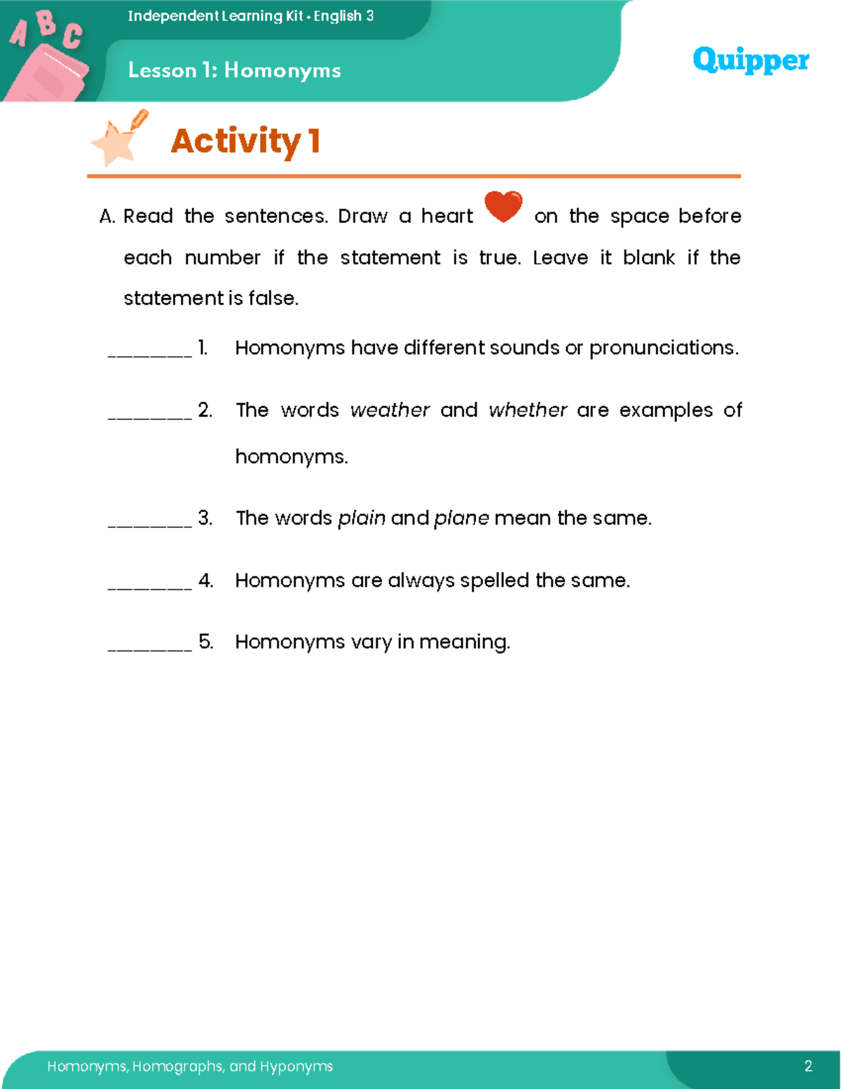 ENG 3 - dfsgdsgds - Independent Learning Kit • English 3 Lesson 1 ...