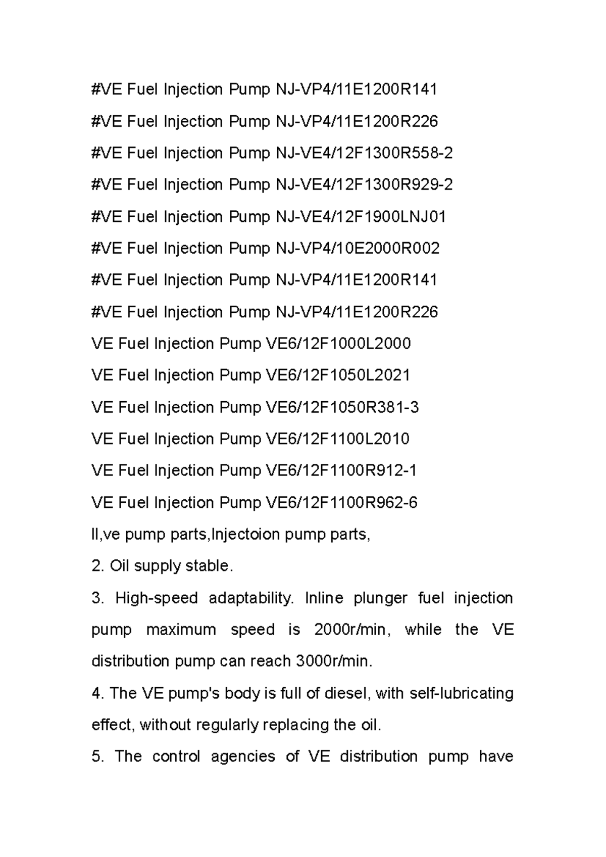 VE Fuel Injection Pump VE6-10F1900RND264 - #VE Fuel Injection Pump NJ ...