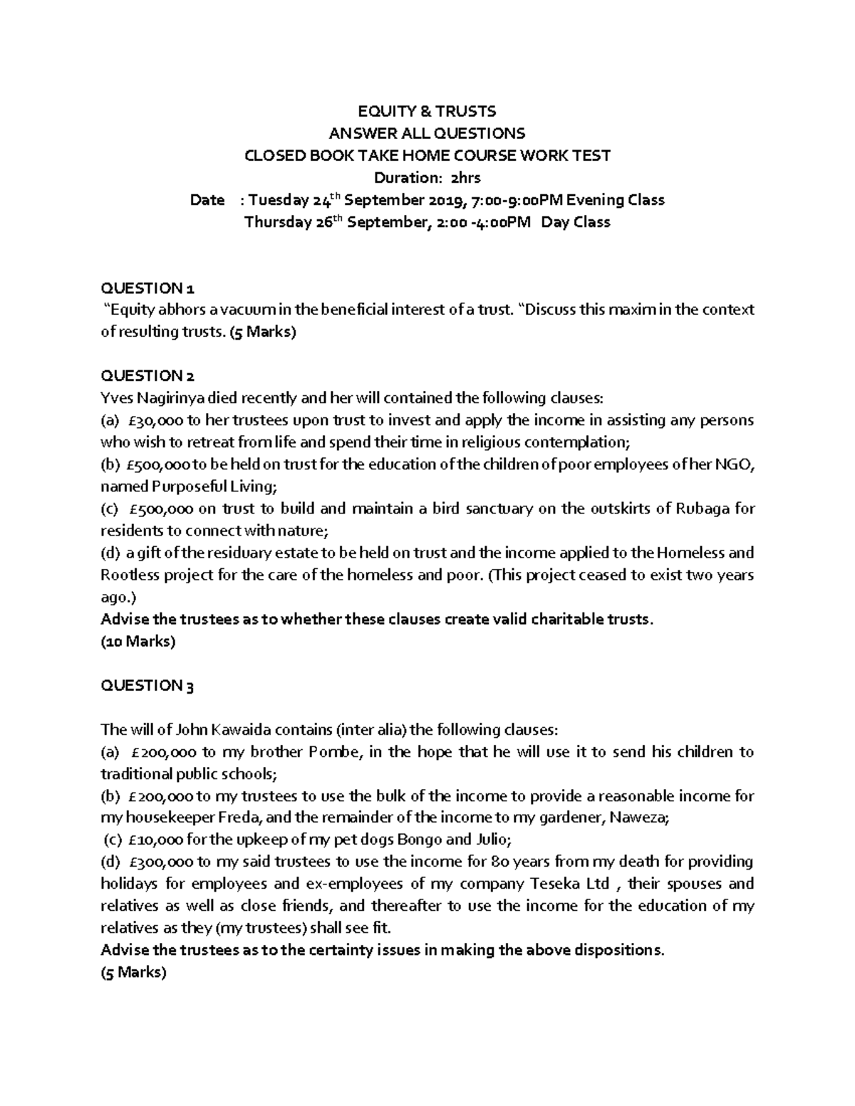 Equity all questions - lecture notes - EQUITY & TRUSTS ANSWER ALL ...