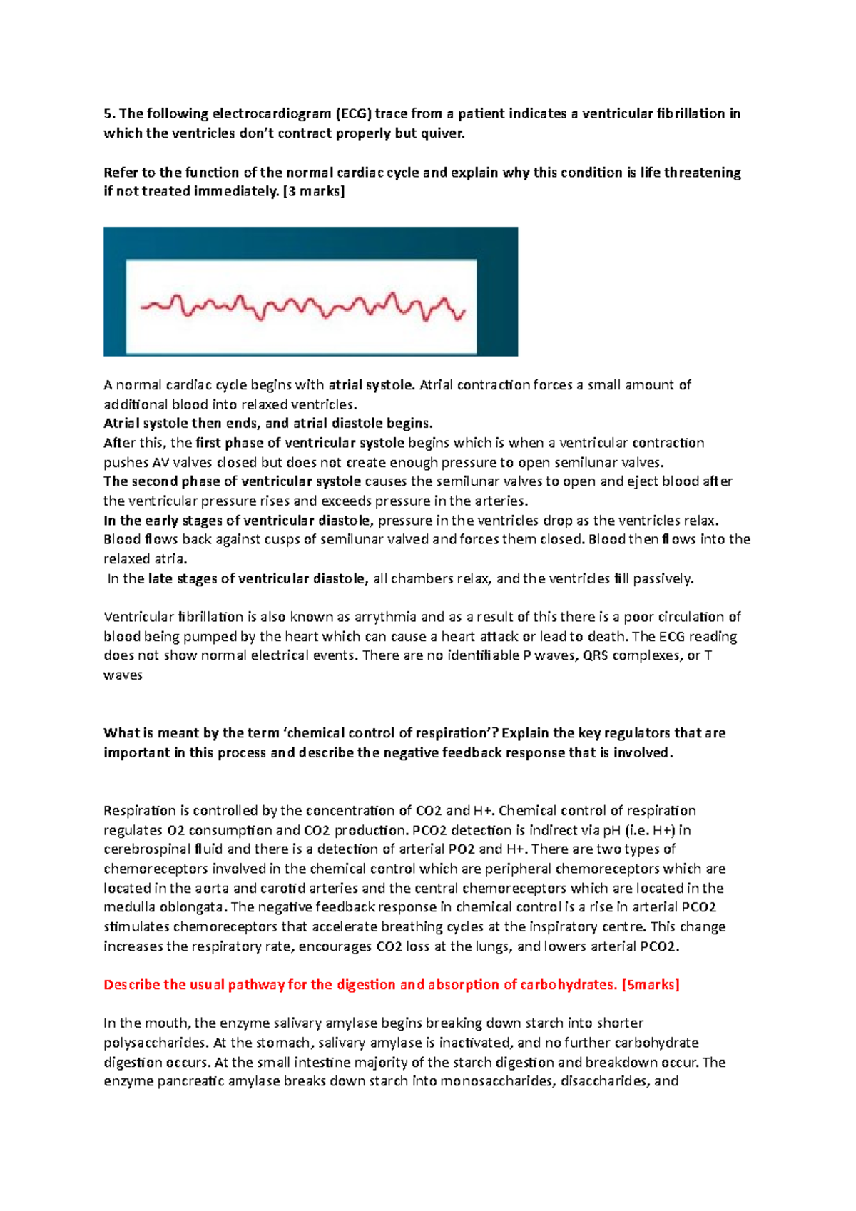 Extended Response Test 2 physiology - The following electrocardiogram ...