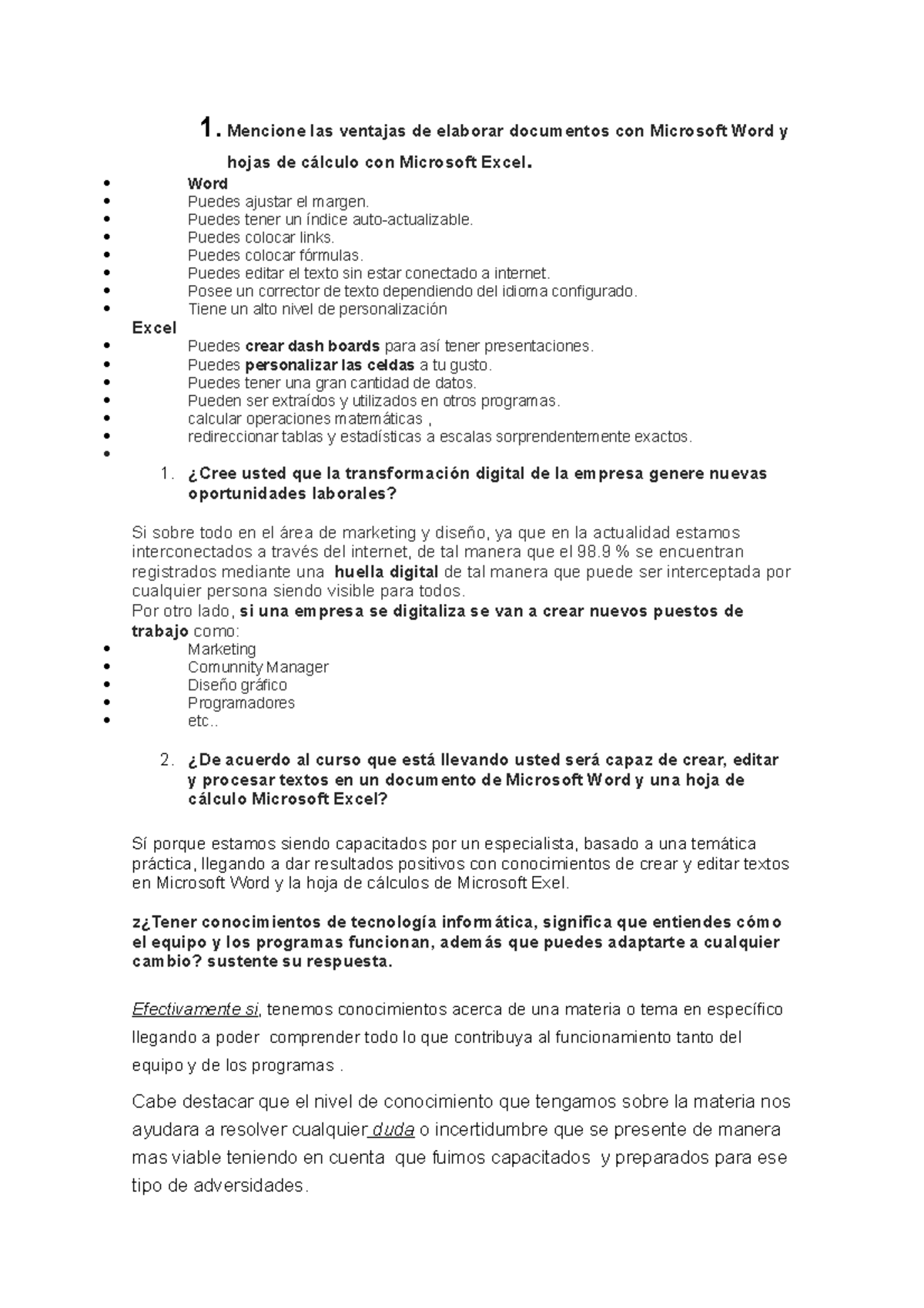 Mencione las ventajas de elaborar documentos con Microsoft Word y hojas ...